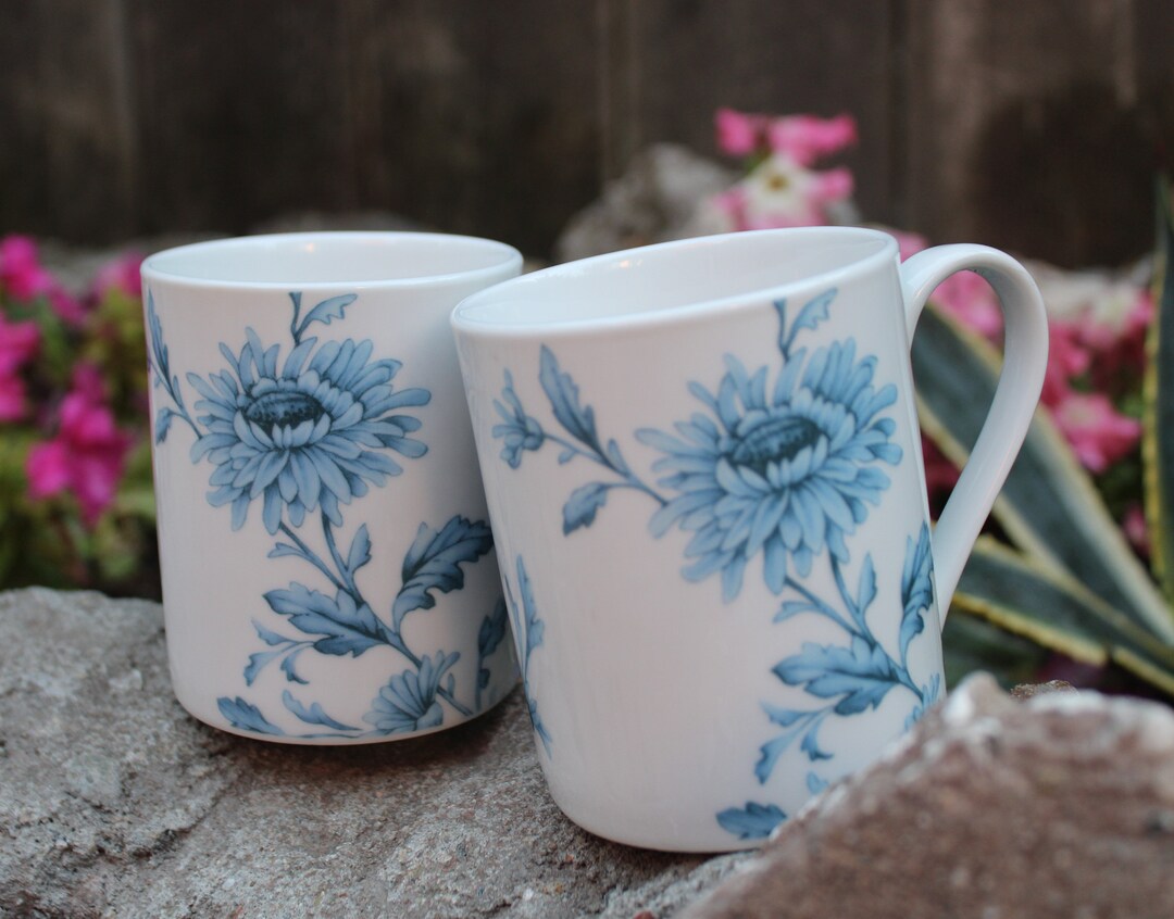 Vintage Mugs, Set of 2, Spode Mugs, Vintage Denim, Spode Home, Blue and ...