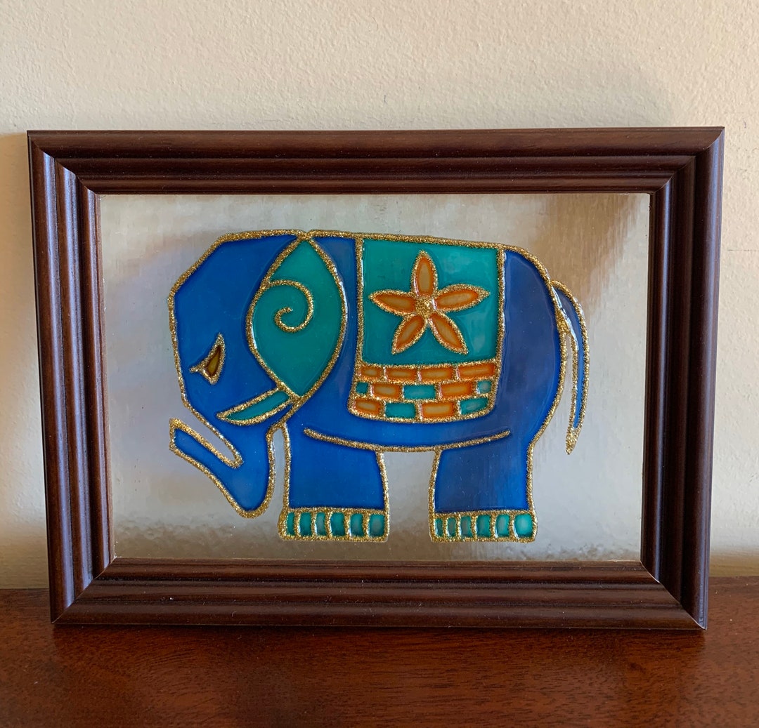 Good Luck Elephant Hand Painted on Art Glass - Etsy
