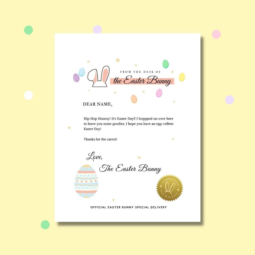Easter Bunny Customizable Letter Printable Editable Easter - Etsy