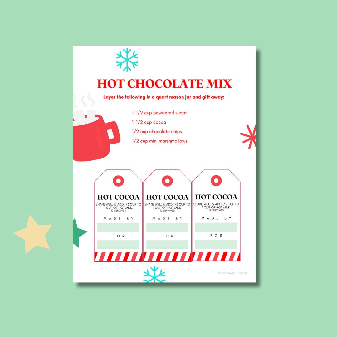 Hot Chocolate Mix Gift Printable | Christmas Gift Idea | Hot Chocolate ...