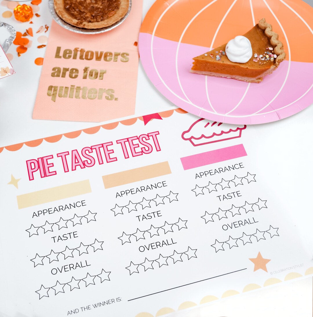 Thanksgiving Pie Taste Test Printable Thanksgiving Printable Pie Eating ...