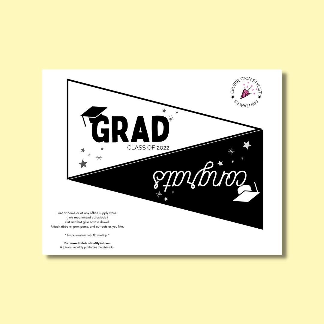 Printable Grad Flags Printable Flags Congrats Grad Graduation Flag ...