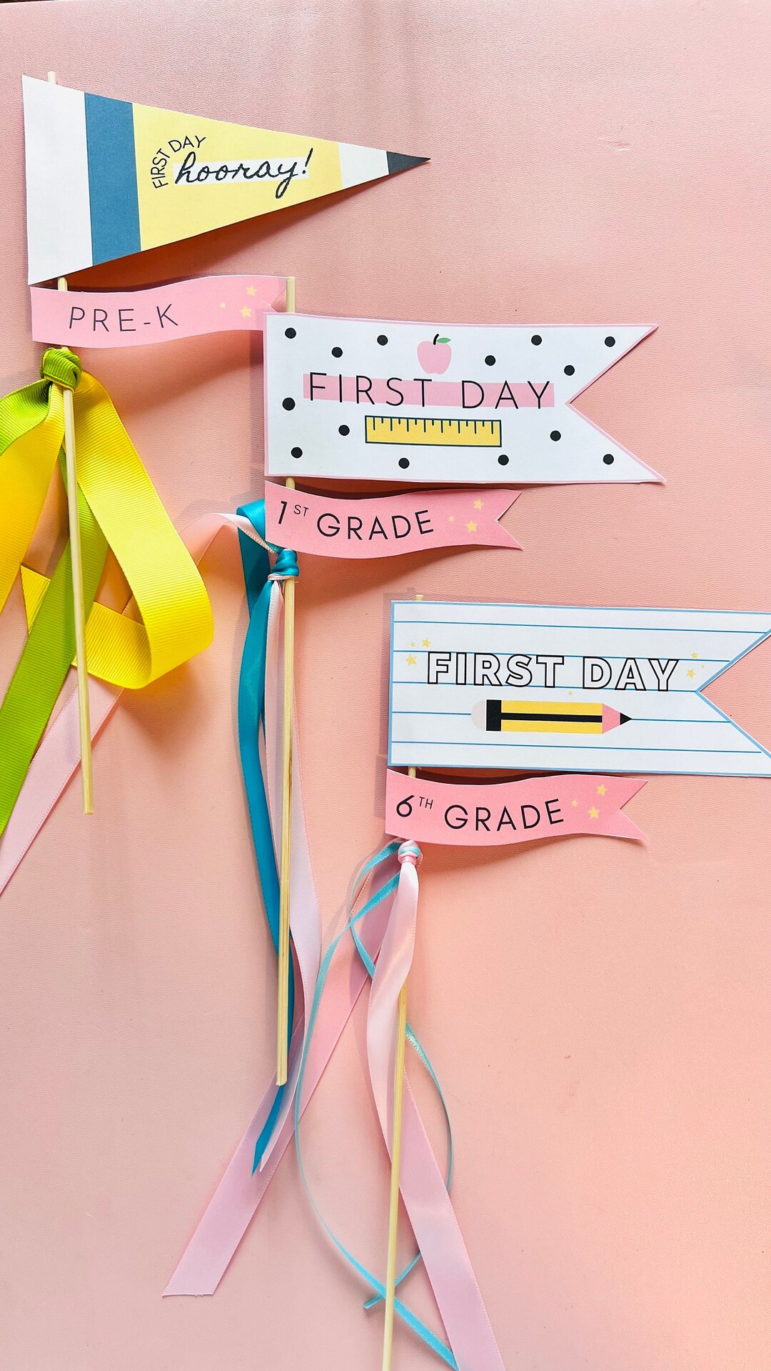 First Day of School Printable Pennant Flags for Kids | Back to School ...