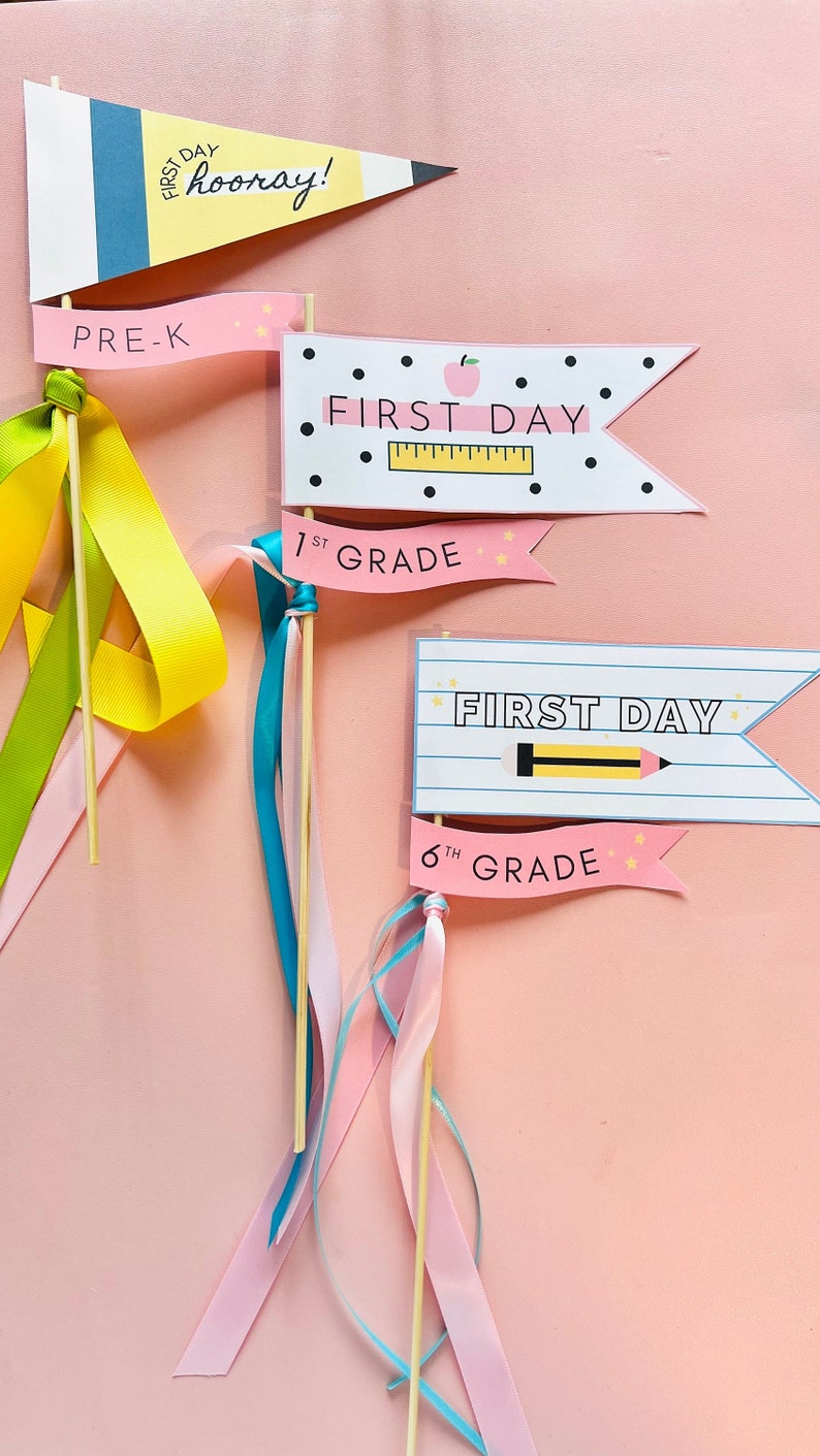 First Day of School Printable Pennant Flags for Kids Back to School ...