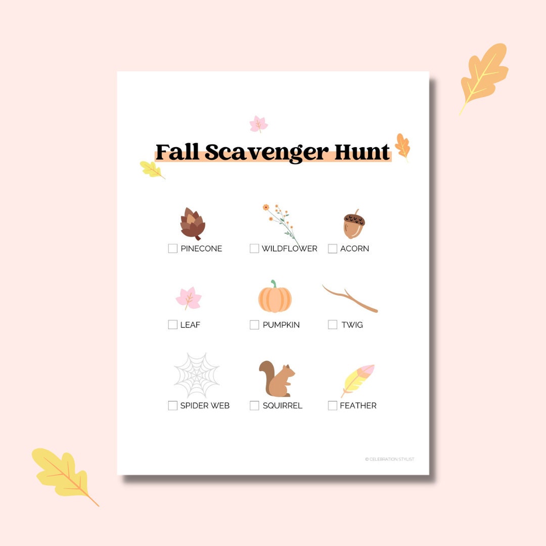 Fall Scavenger Hunt Printable | Fall Activity for Kids | Kids Game ...