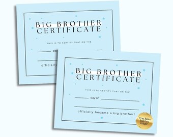 Big Brother Promotion Certificate - Etsy