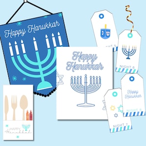 Hanukkah Printables Set | Hanukkah Signs | Printable Gift Tags - Etsy