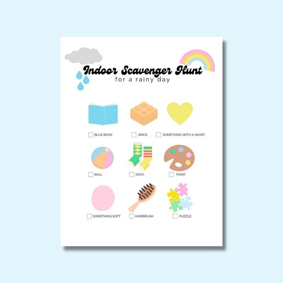 Indoor Scavenger Hunt Printable Kids Activity Rainy Day | Etsy