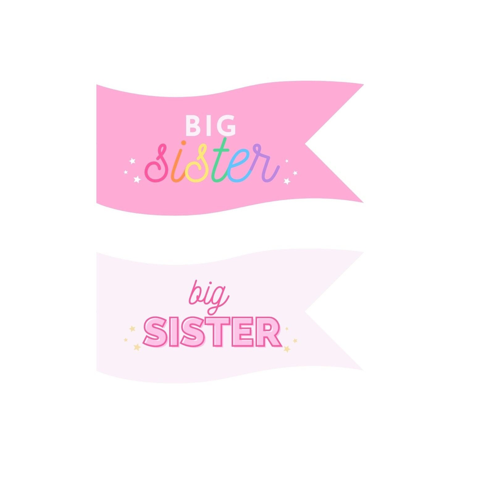 Big Sister Printable Pennant Flag Pink Big Sis Flag - Etsy