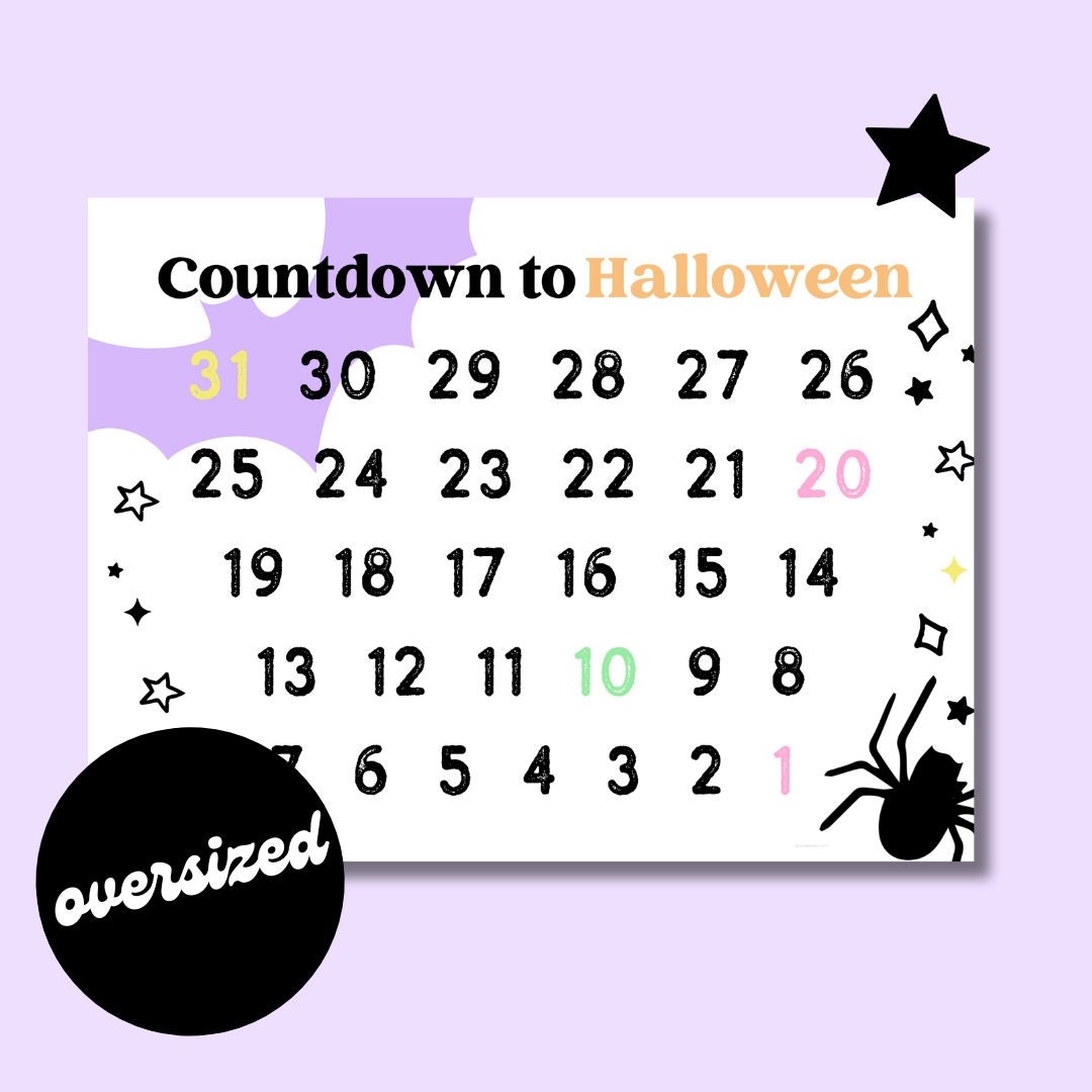 Halloween Countdown Poster Printable Countdown to Halloween Sign ...