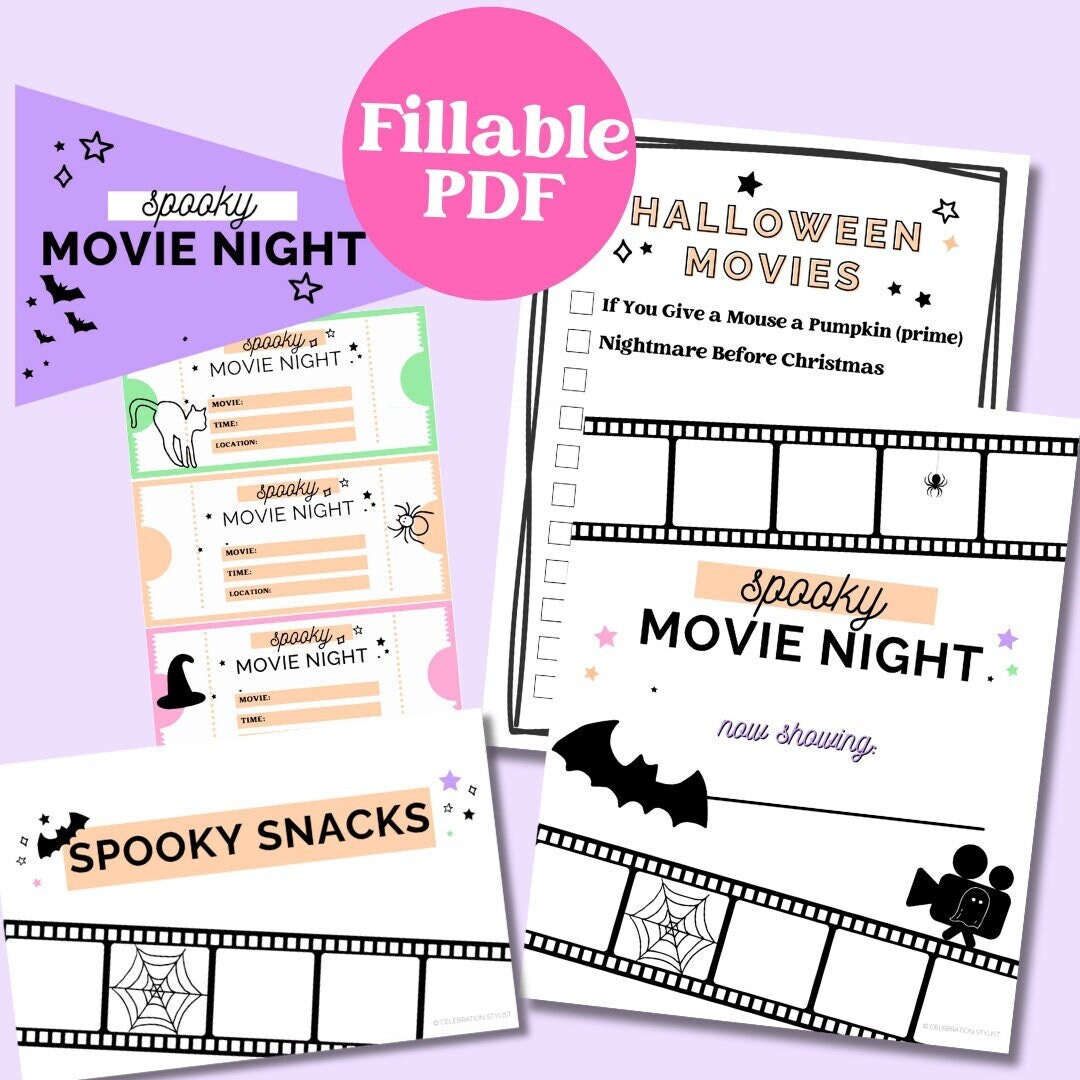 Halloween Movie Night Printables | Kids Halloween Movie Night ...