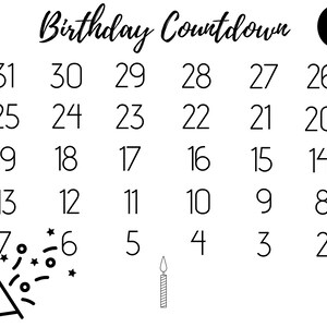 Birthday Countdown Printable | Birthday Banner Poster | Birthday Sign ...
