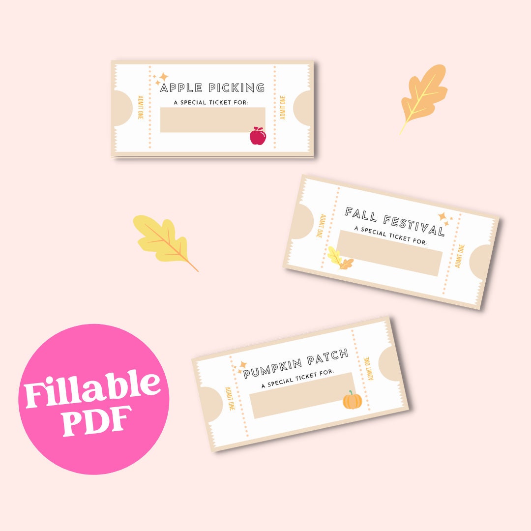 Fall Ticket Printables Fall Festival Printable Fillable Ticket Editable ...