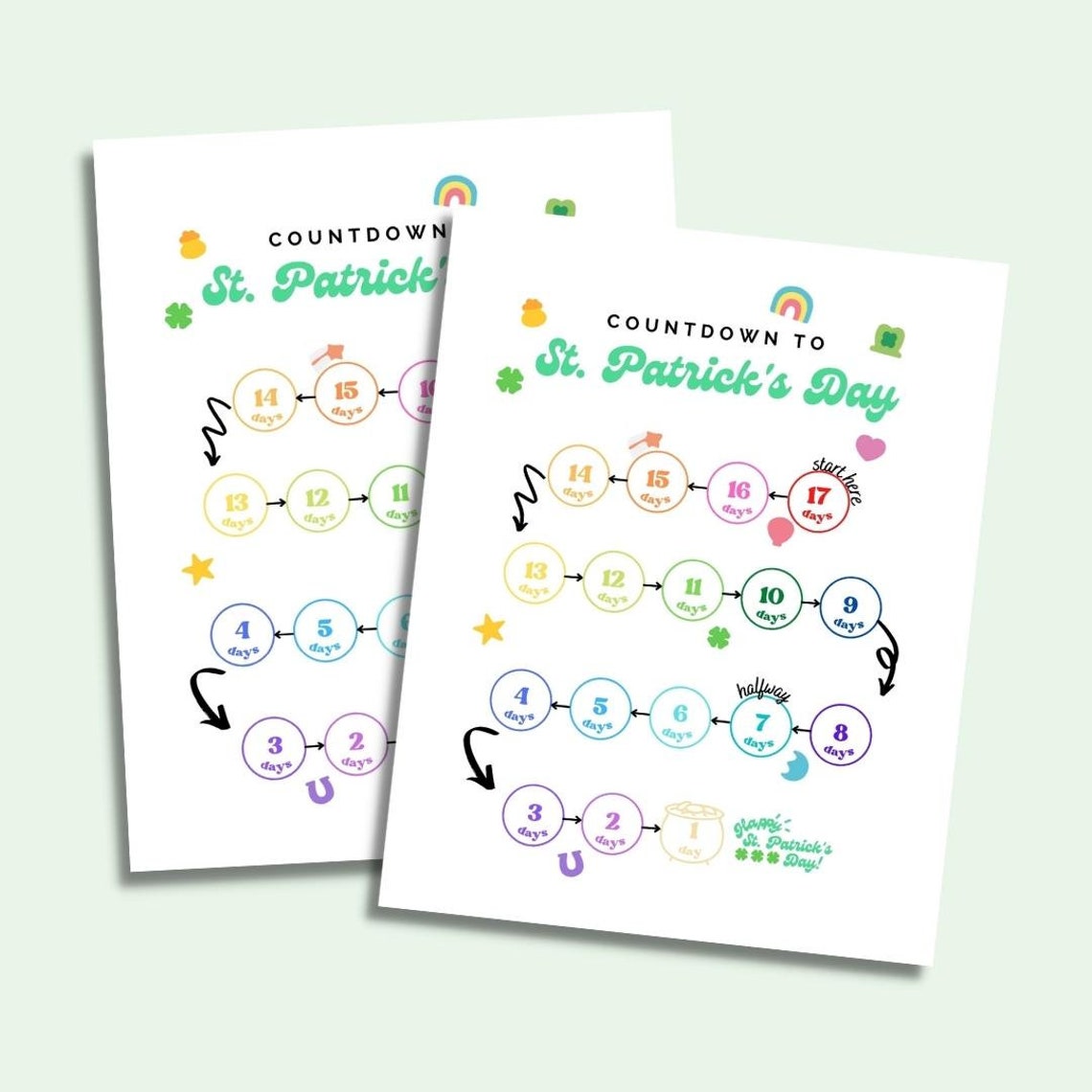 St. Patrick's Day Printable Countdown Holiday Countdown - Etsy