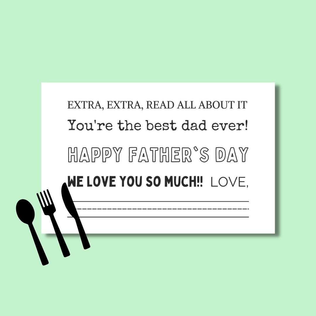 Father's Day Placemat Printable | Fathers Day Printable | Printable ...