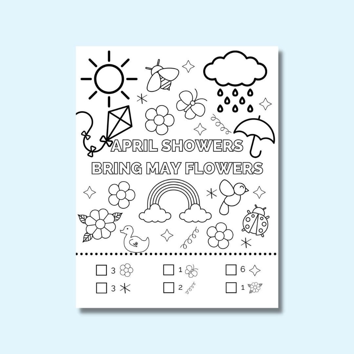 Kids Printable Coloring Sheet Rainy Day Activity April Activity April ...