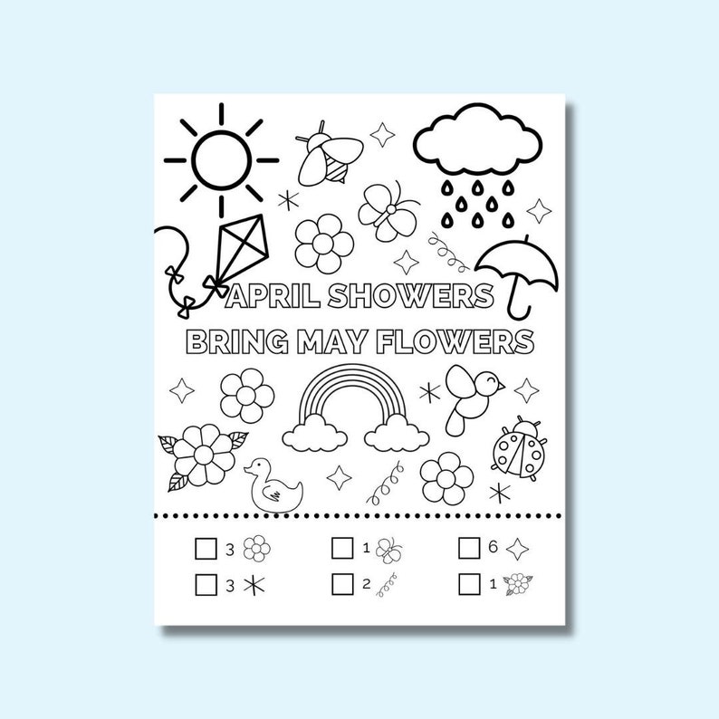 Kids Printable Coloring Sheet Rainy Day Activity April Activity April ...