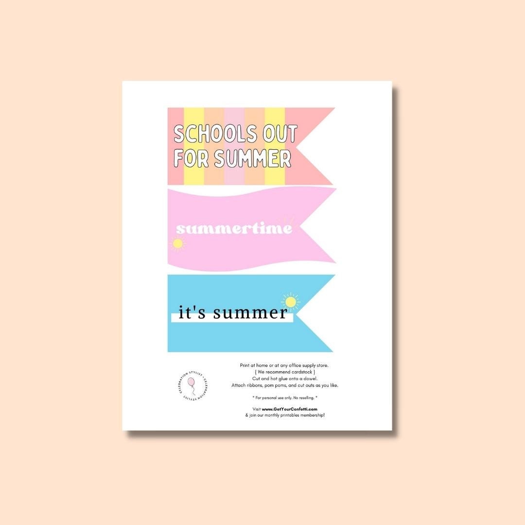 Printable Summer Flags Summer Printable Digital Download Printable ...