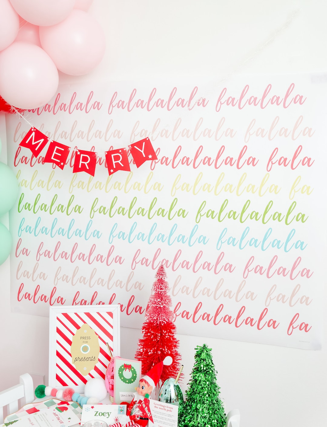 Printable Christmas Backdrop Fa La La La La Banner Printable Christmas ...