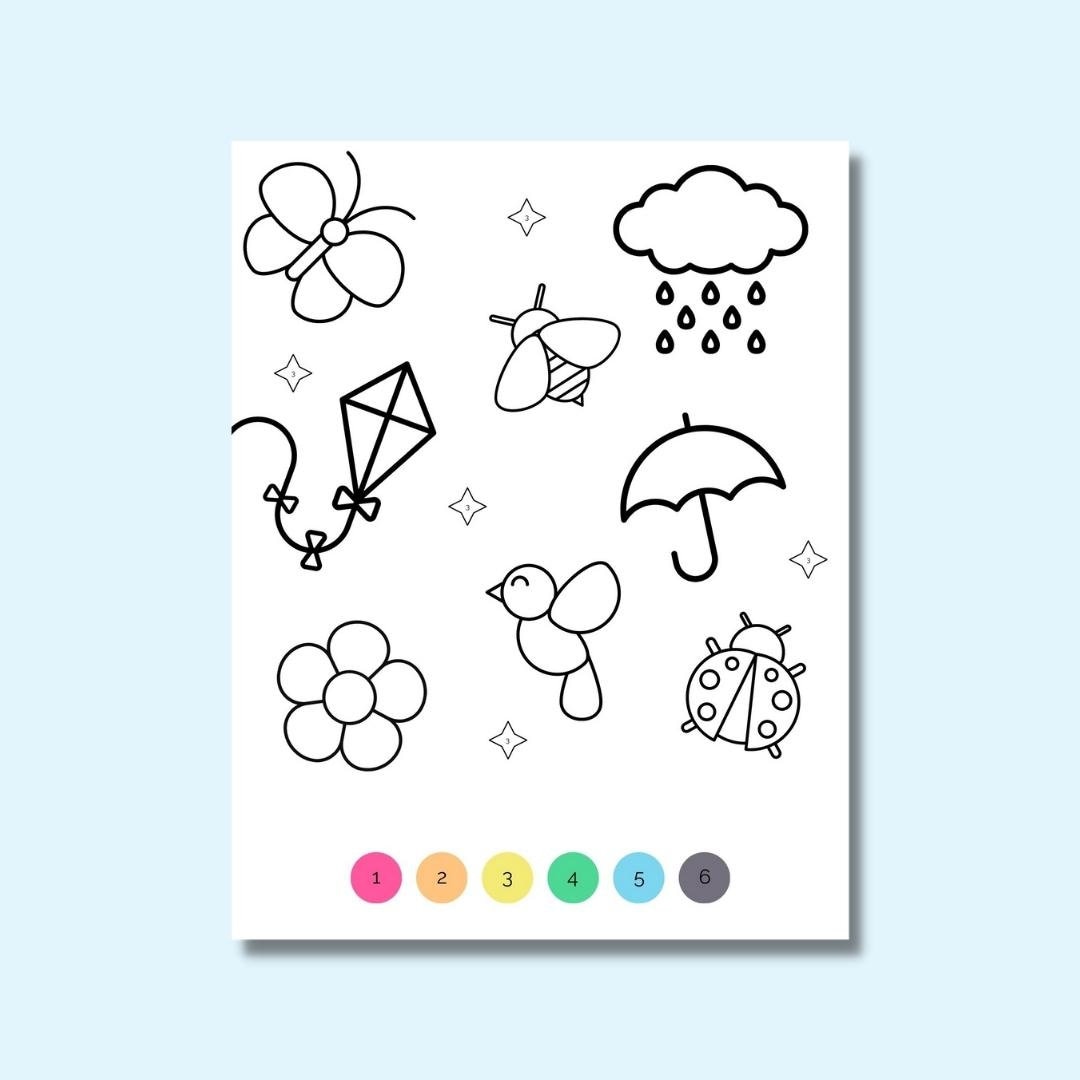 April Printable Color by Number | Color by Number Kids Printable ...