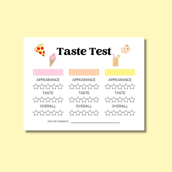 Taste Test Printable - Etsy