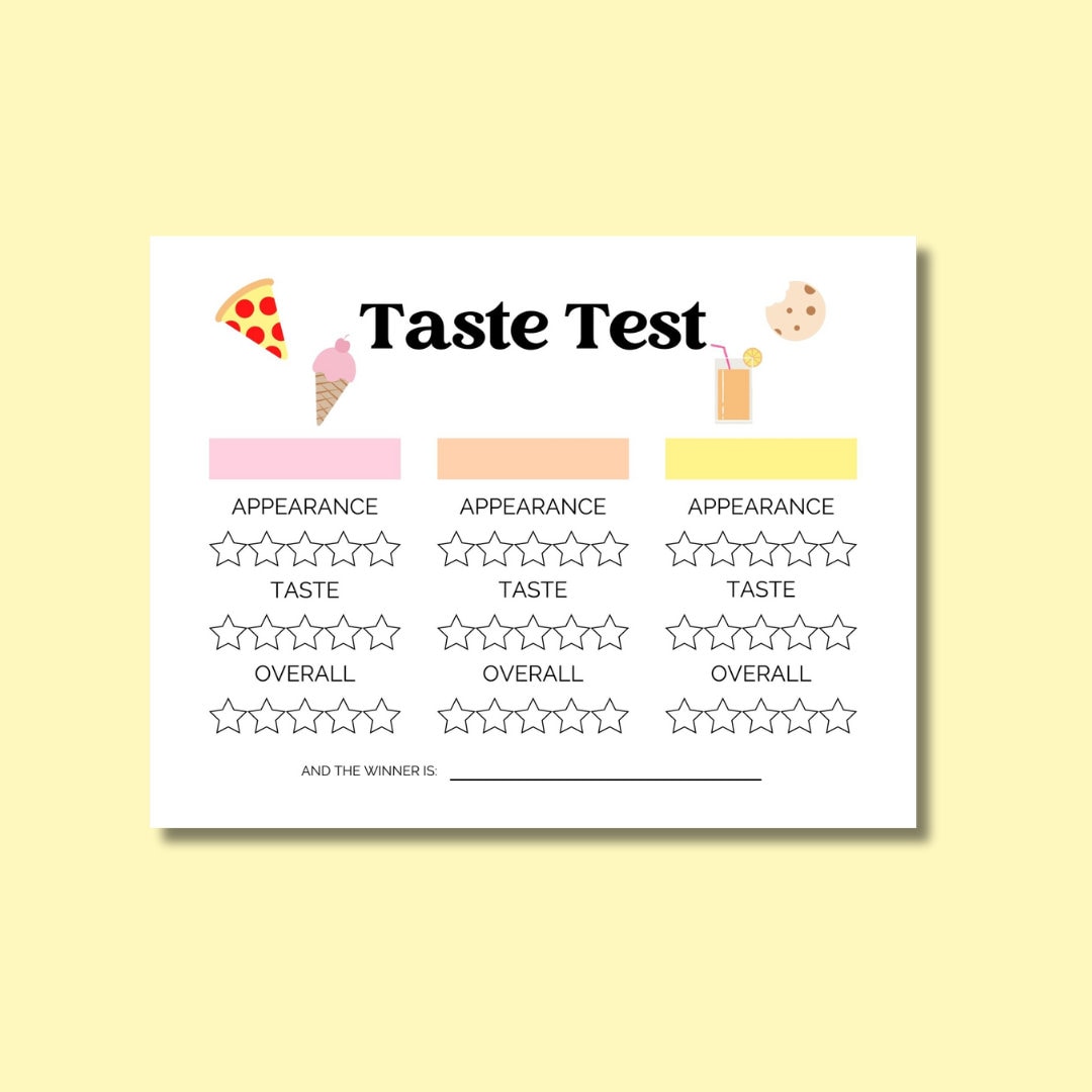 Taste Test Printable Kids Food Game Kid Games - Etsy Taste Test Printable Kids Food Game Kid Games - Etsy