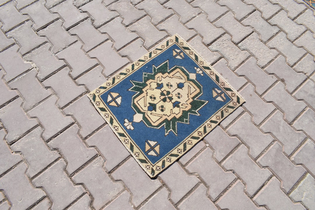 1x2 DEKORATIVER TÜRMATTE,Kleiner Teppich,Badteppich,Blauer Teppich ...