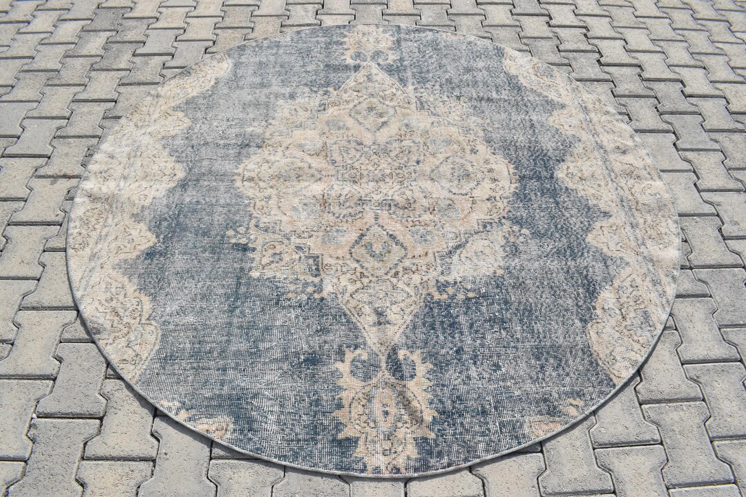 6X6 ROUND Vintage,oushak Rug,handmade 6X6 Rug,6x6 Circular Rug,6x6 Rugs ...