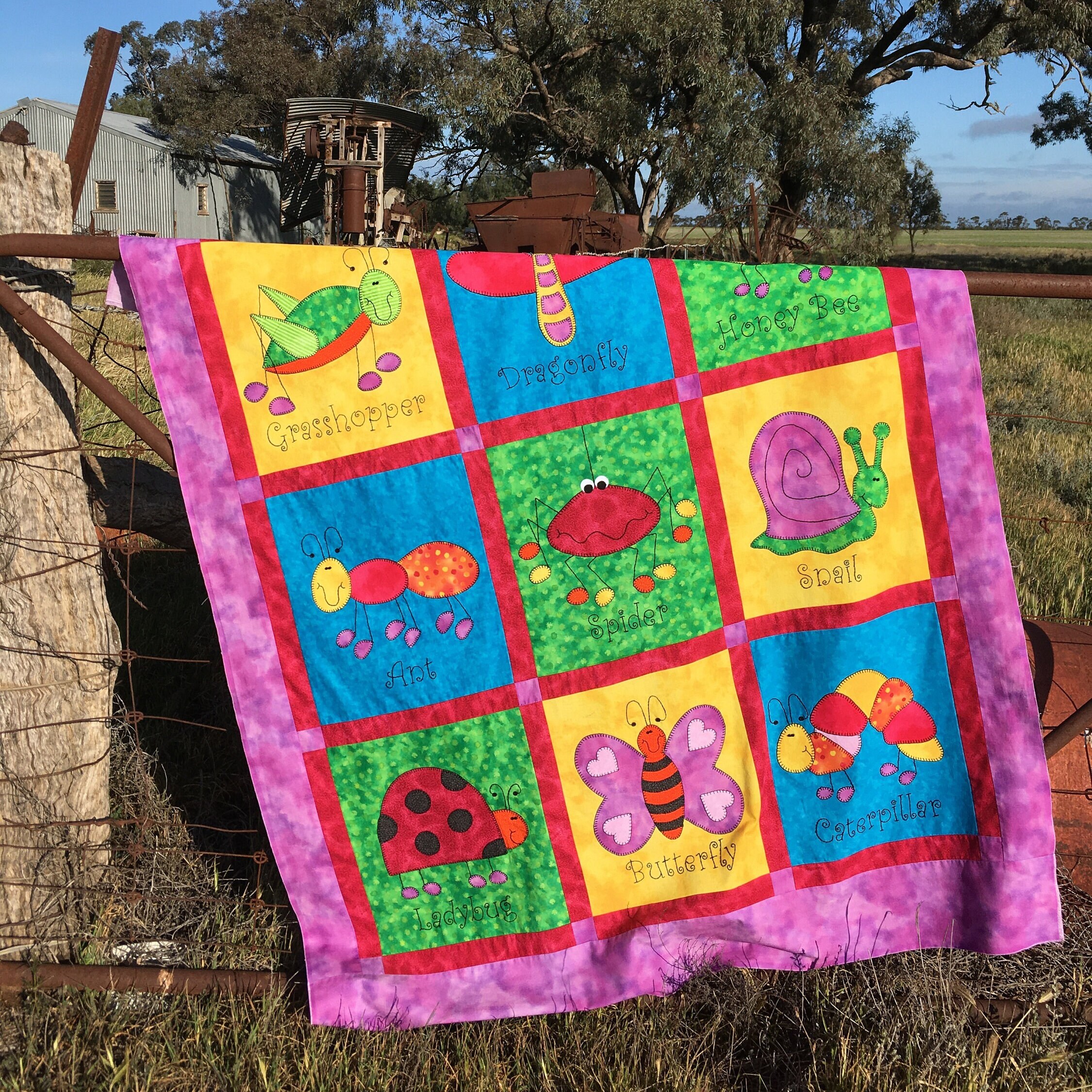 Baby Bugs Applique Quilt Pattern Instant Download PDF - Fun, Bright ...