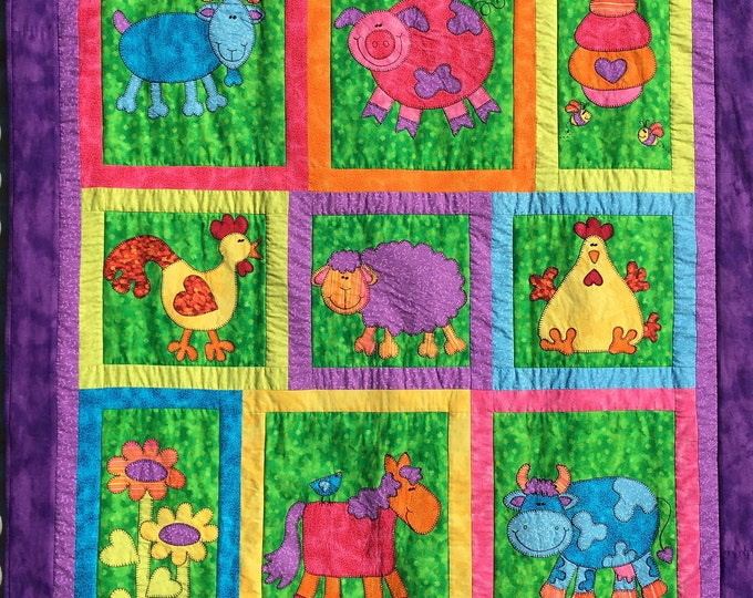 Baby Bugs Applique Quilt Pattern Instant Download PDF - Fun, Bright ...