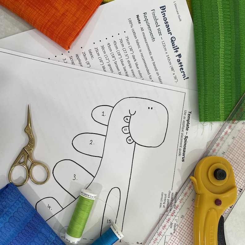 Dinosaur Appliqué Quilt Pattern Digital Download Pdf—beginner-friendly ...