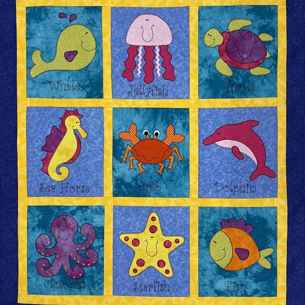 Sea Life Baby Quilt - Etsy