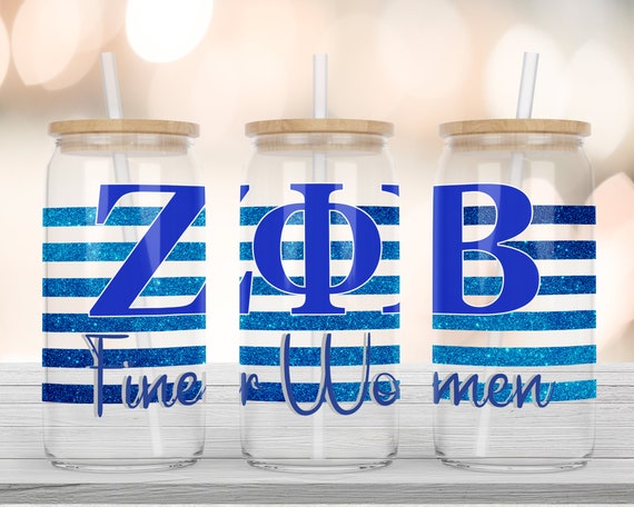 Zeta Phi Beta-16oz Glass Can-zpb-blue and White-sublimation - Etsy