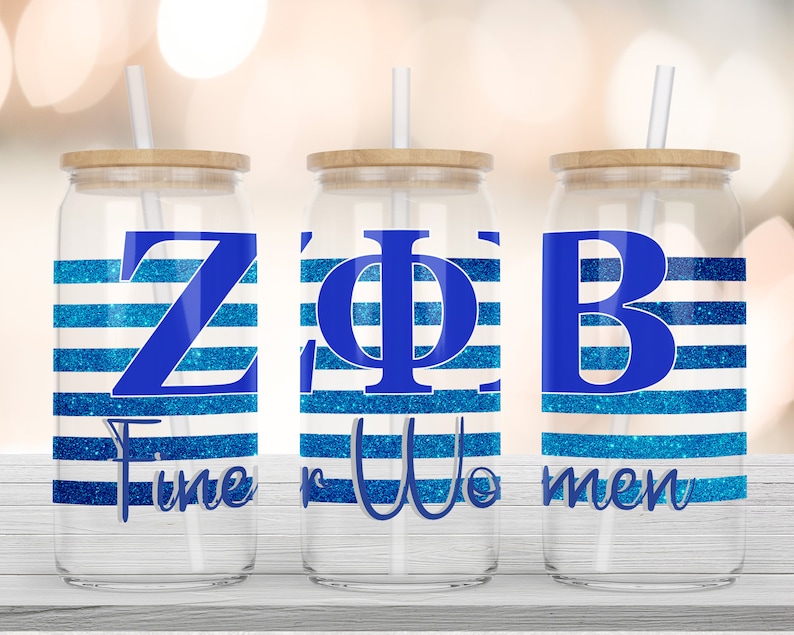 Zeta Phi Beta-16oz Glass Can-zpb-blue and White-sublimation Design-png ...