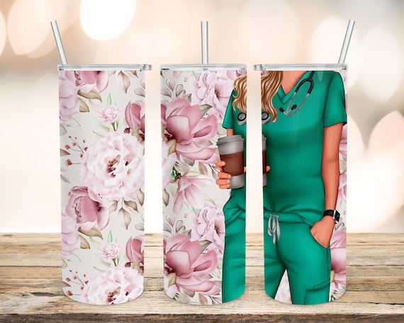 Floral Nurse Sublimation Designs Downloads-skinny Straight | Etsy
