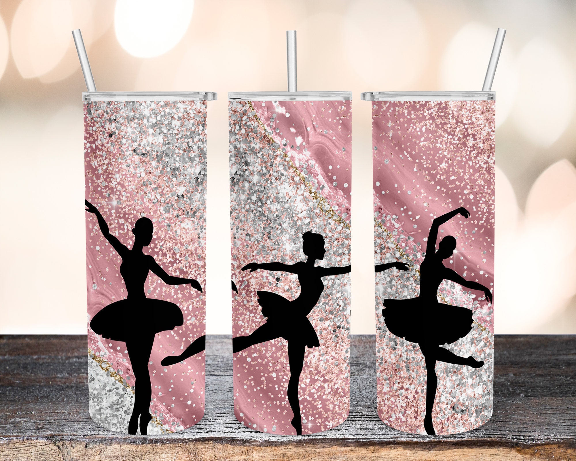 Ballet Dancer Sublimation Designs Downloads-glitter Tumbler-pink and ...