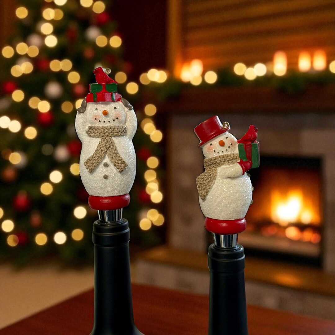 Snowman Holiday Wine Stopper Set, Great Hostess or Christmas Gift ...
