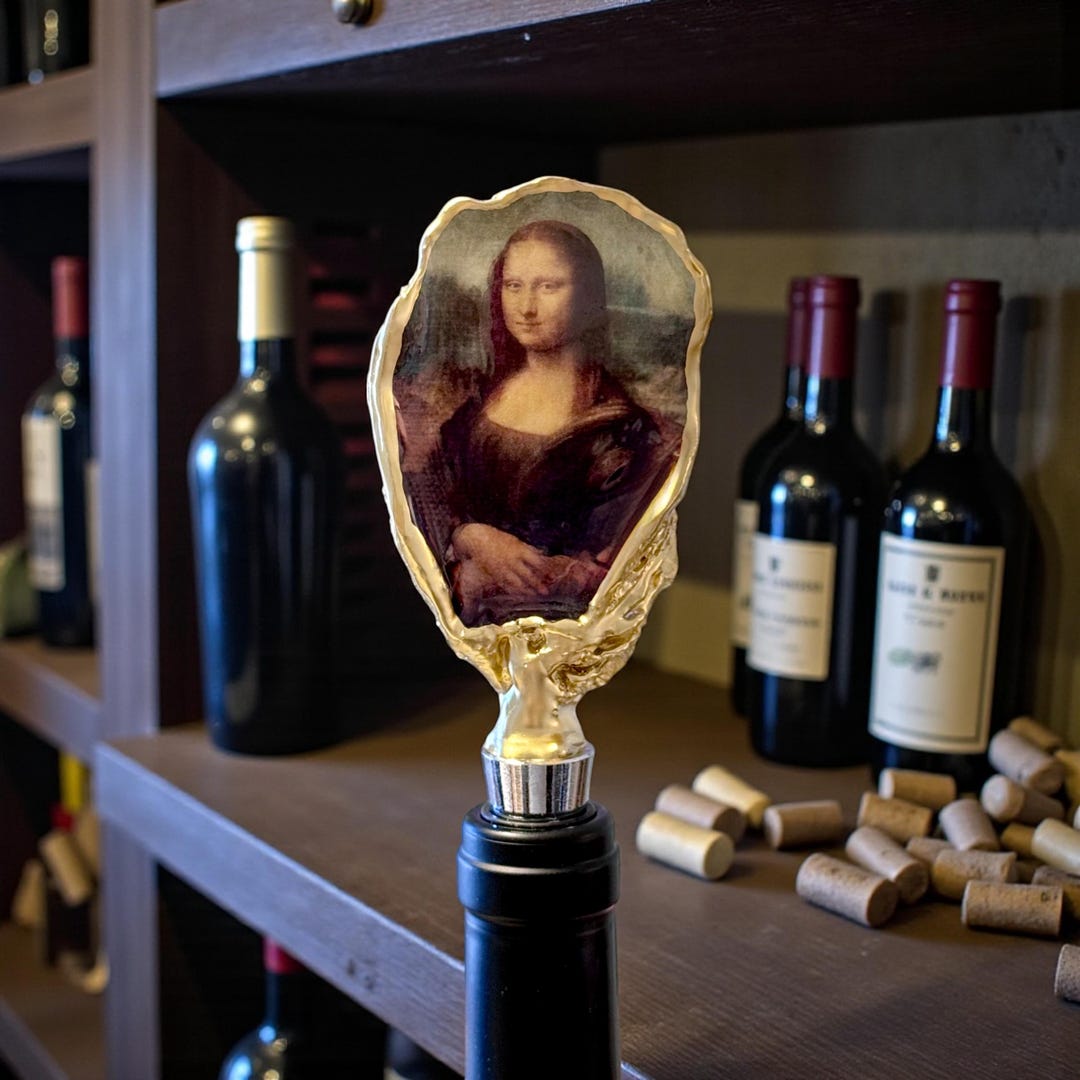 Mona Lisa Oyster Shell Wine Bottle Stopper, Leonardo Da Vinci - Etsy
