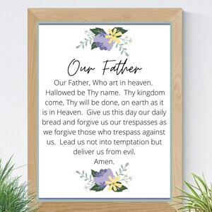 Our Father Catholic 8x10 Printable Wall Art 5x7 Religious Home Decor ...