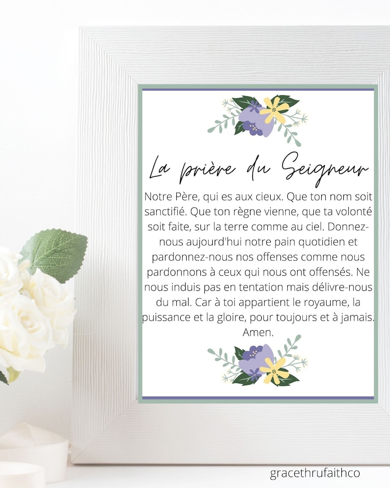 The Lord's Prayer French 8x10 Printable Wall Art 5x7 Religious Home ...