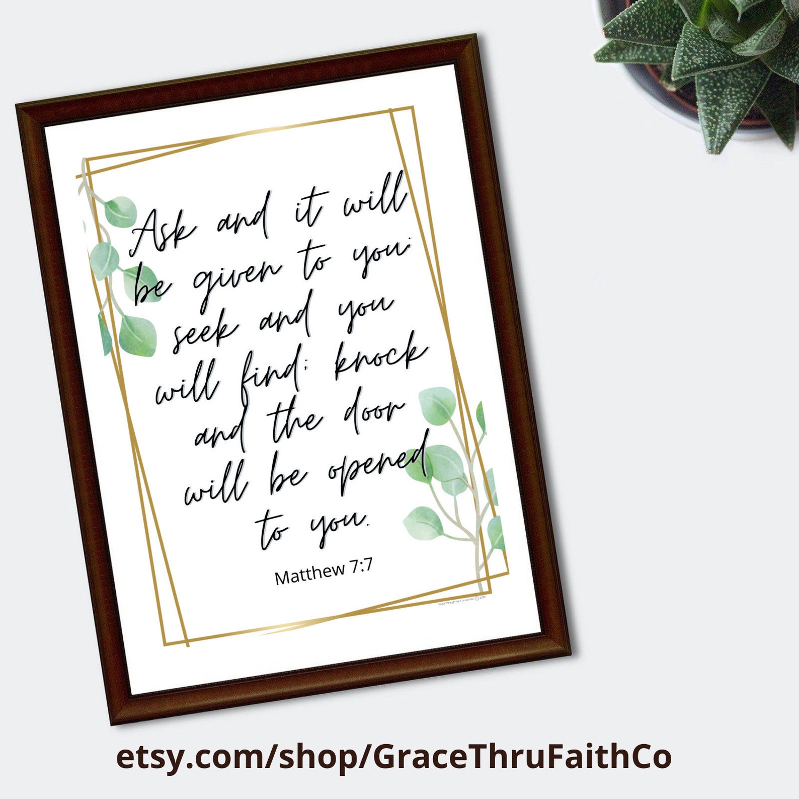 Ask Seek Knock Scripture Art Printable Matthew 7:7 8x10 Printable Wall ...