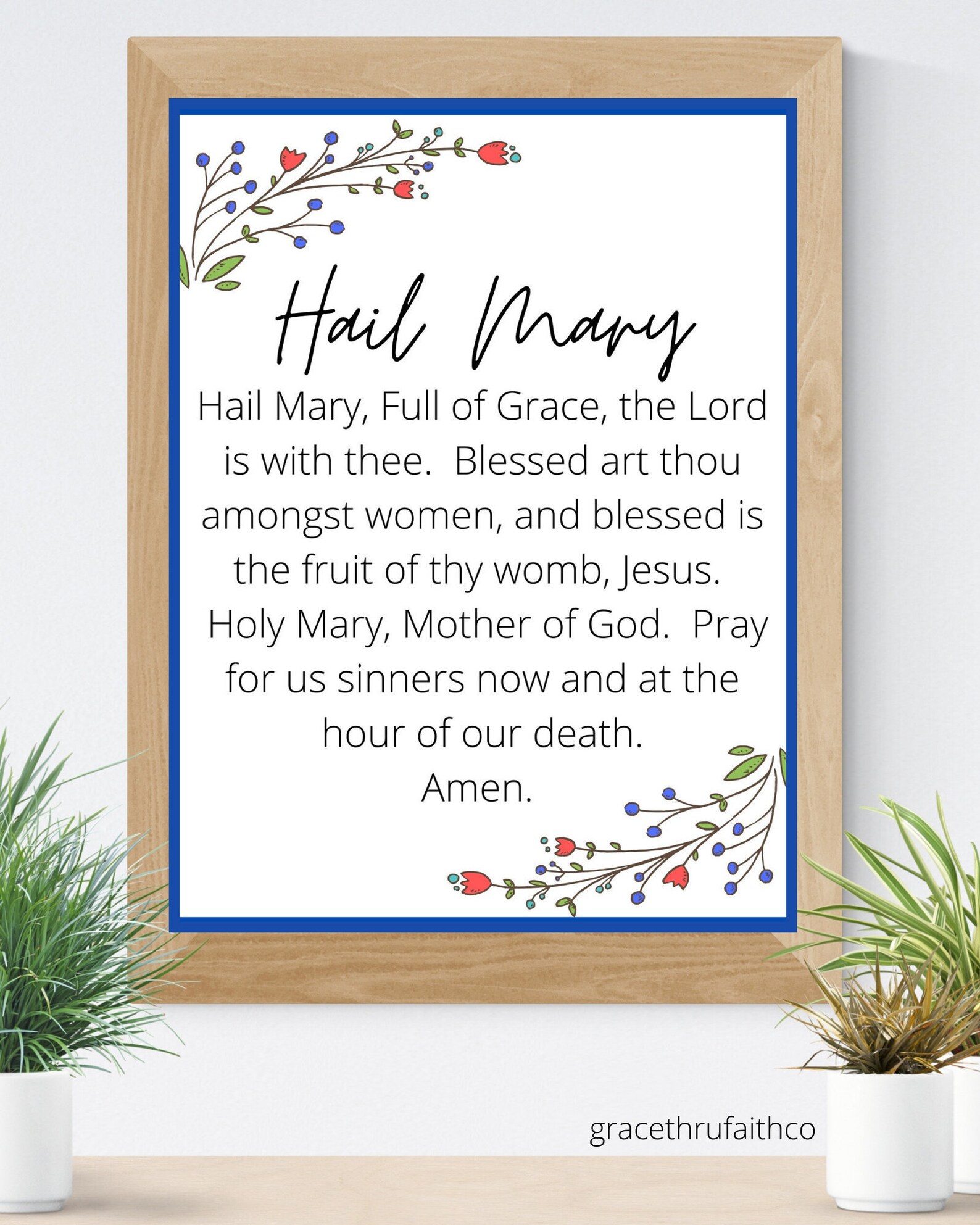 Hail Mary Catholic Prayer Art Printable English 8x10 Printable Wall Art ...