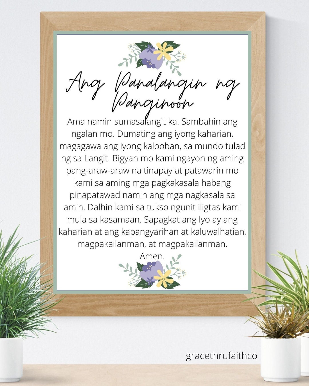 The Lord's Prayer Tagalog 8x10 Printable Wall Art 5x7 Religious Home ...