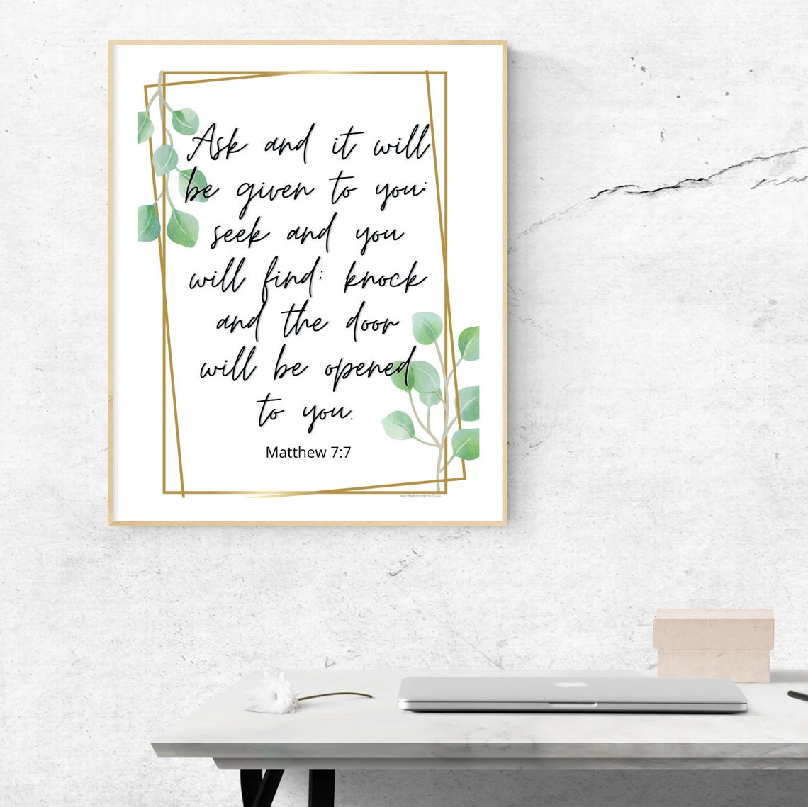Ask Seek Knock Scripture Art Printable Matthew 7:7 8x10 Printable Wall ...