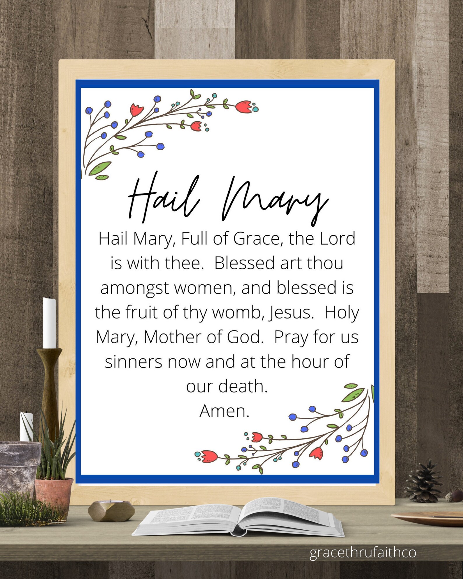 Hail Mary Catholic Prayer Art Printable English 8x10 Printable Wall Art ...
