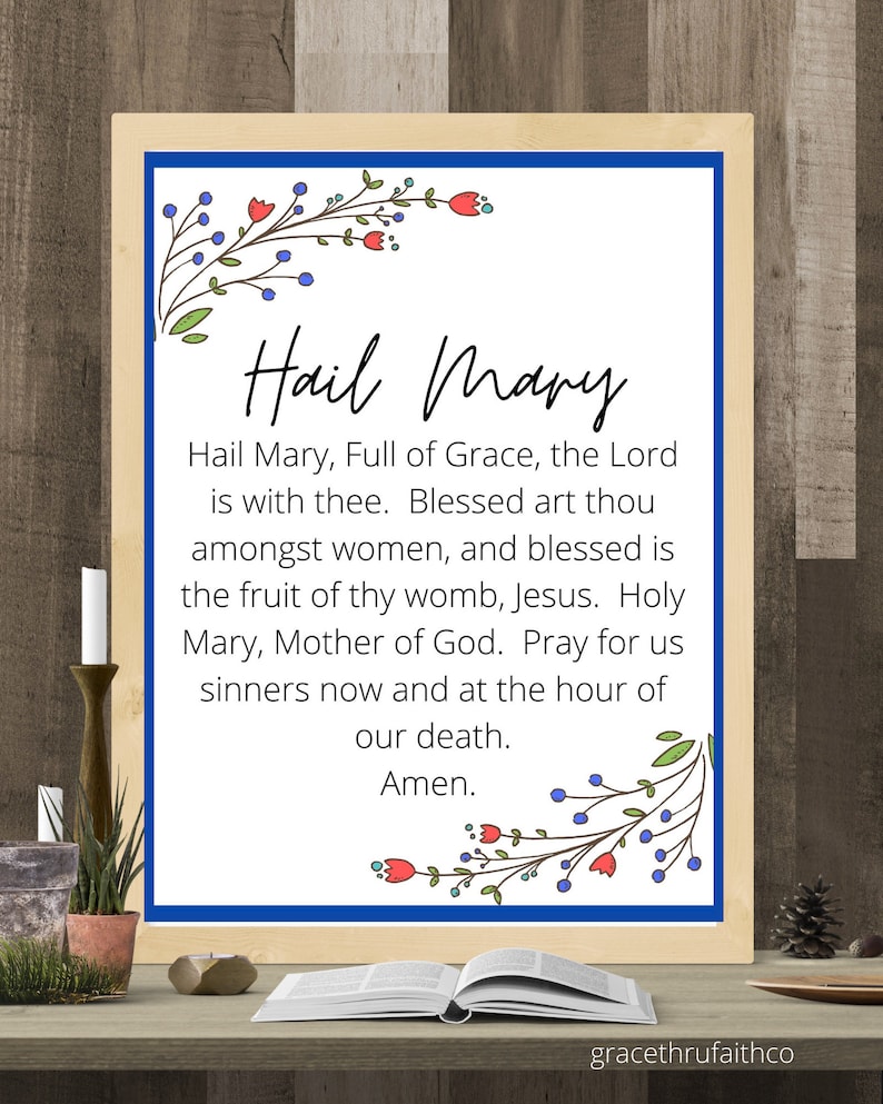 Hail Mary Catholic Prayer Art Printable English 8x10 Printable Wall Art ...