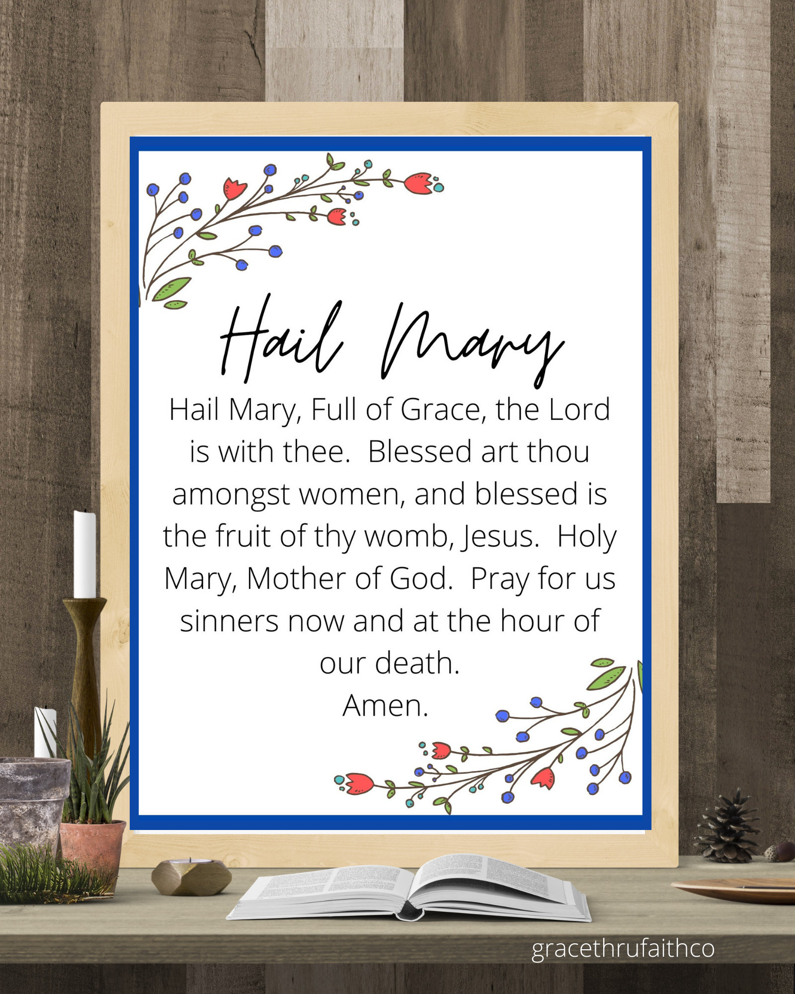 Hail Mary Catholic Prayer Art Printable English 8x10 Printable Wall Art ...