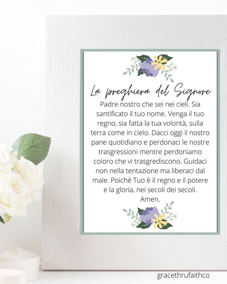 The Lord's Prayer Italian 8x10 Printable Wall Art 5x7 Religious Home ...