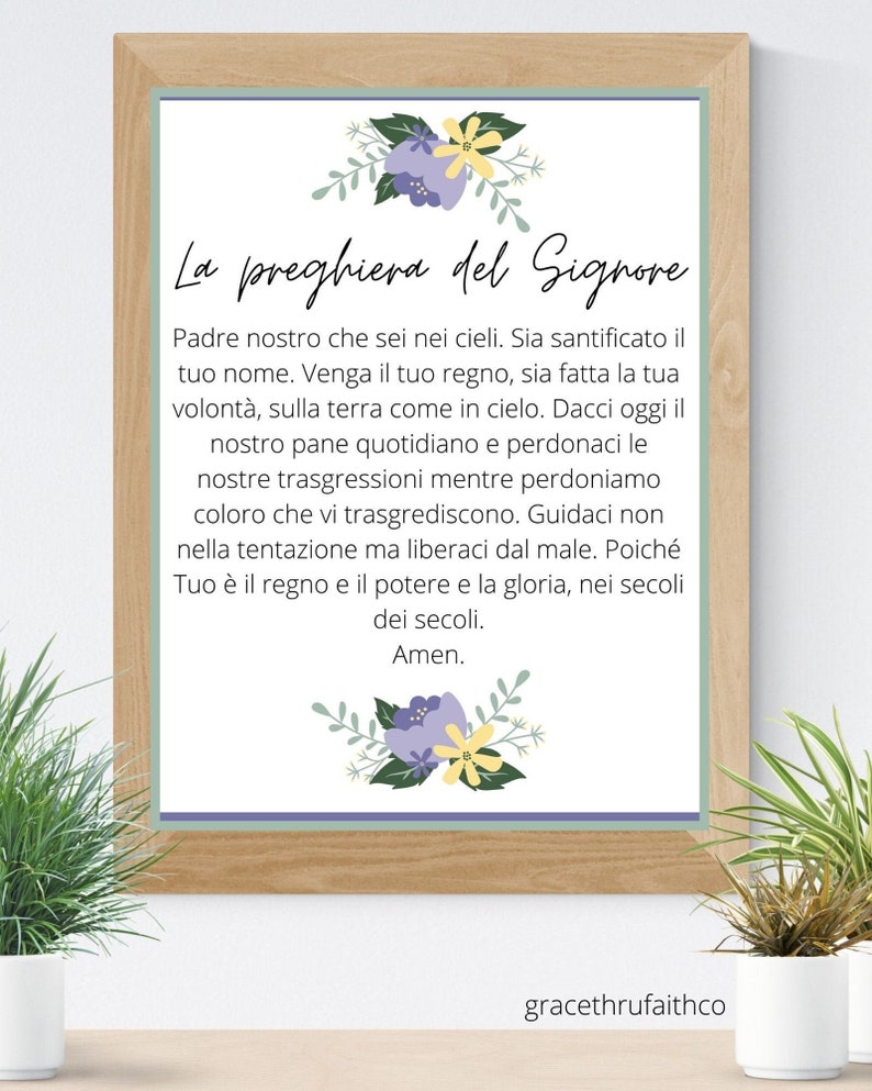 The Lord's Prayer Italian 8x10 Printable Wall Art 5x7 Religious Home ...