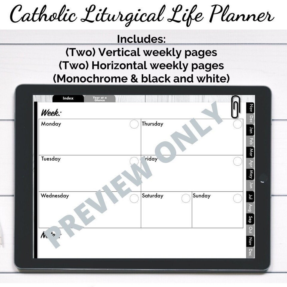 2020 Catholic Liturgical Life Digital Planner Monochrome Goodnotes ...
